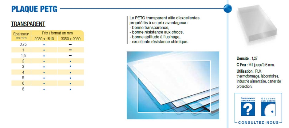 Plaque PETG transparent Marpet gfs